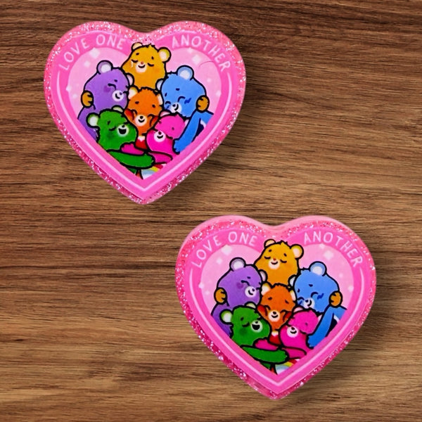 Heart With Bears Acrylic Focal – East Tennessee Bead Supply Company